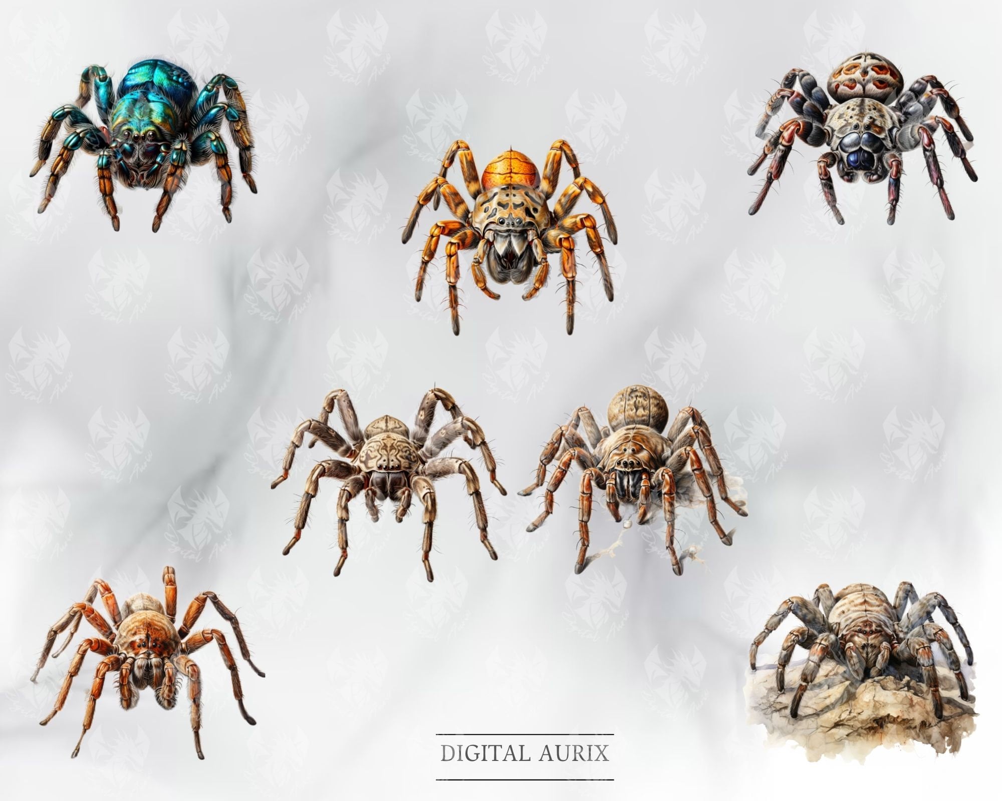 Giant Spider Clipart Spider Illustrations Digital Arachnid - Etsy
