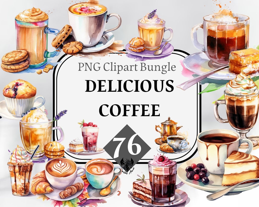 Watercolor Coffee Clipart, Coffee Beans, Cup of Coffee, PNG, Coffee ...