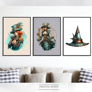 Steampunk Witches Aetherial Aqua and Copper Patina, Witch Black Style ...