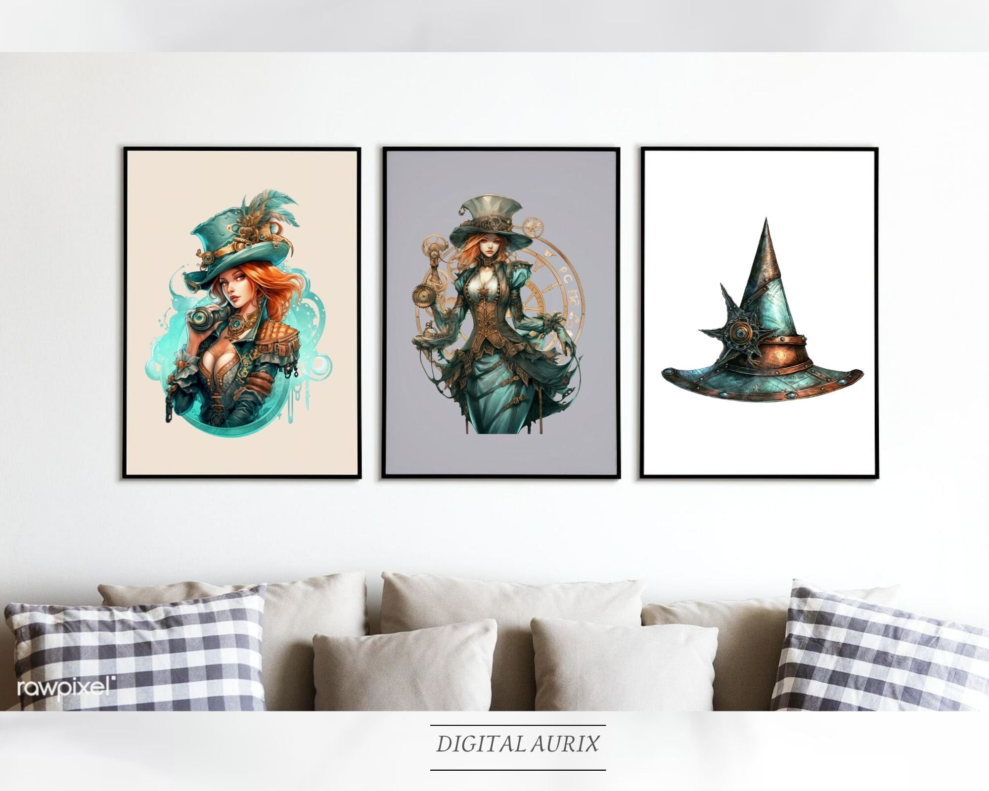 Steampunk Witches Aetherial Aqua and Copper Patina Witch - Etsy