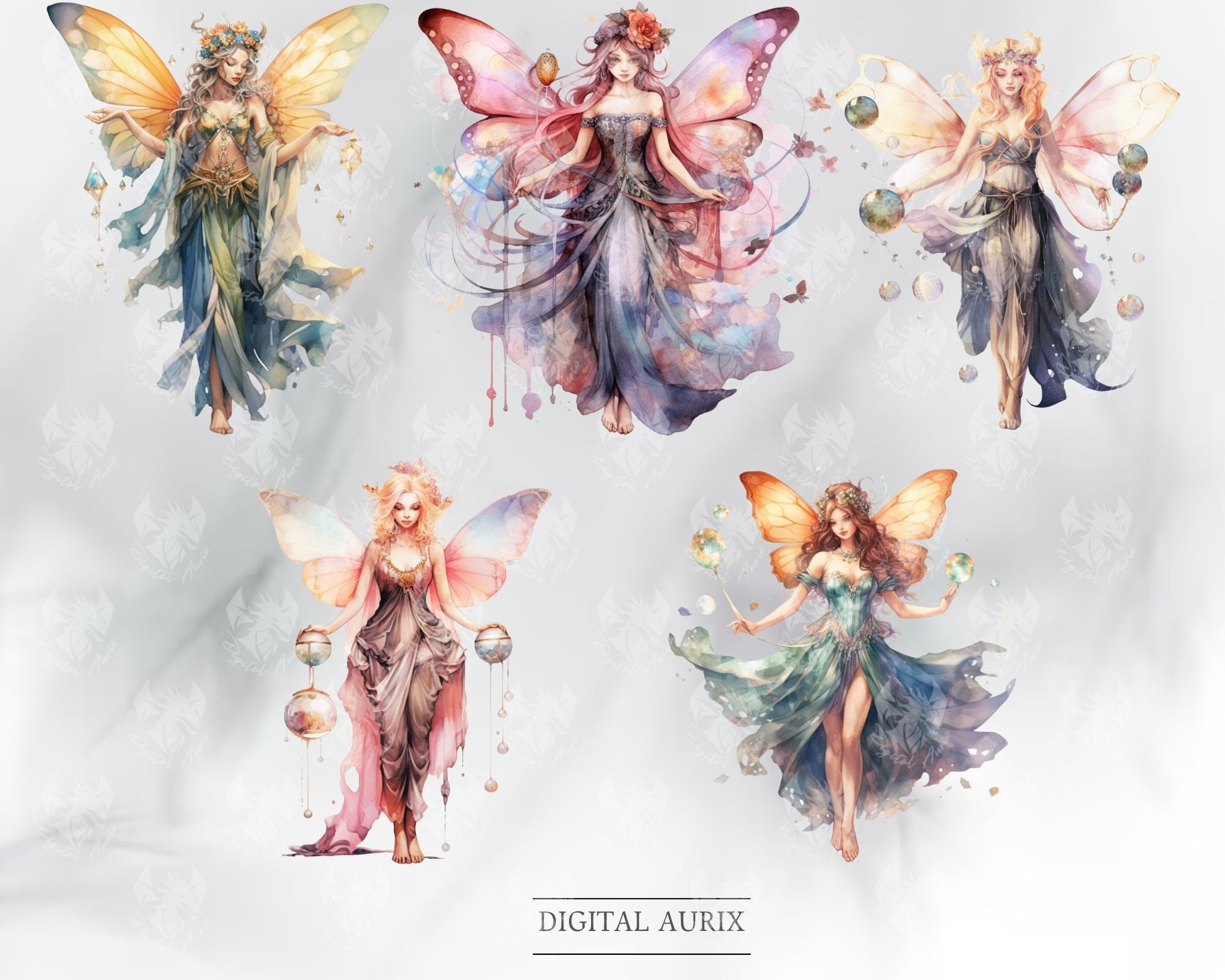 Sorcerer Pixie Clipart Watercolor Fairy PNG Vintage Clipart - Etsy