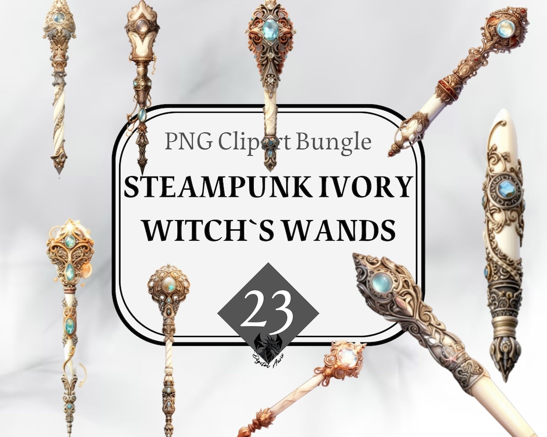 Steampunk Ivory Witch Wand Clipart, Steampunk, Witch Clipart, Witch ...