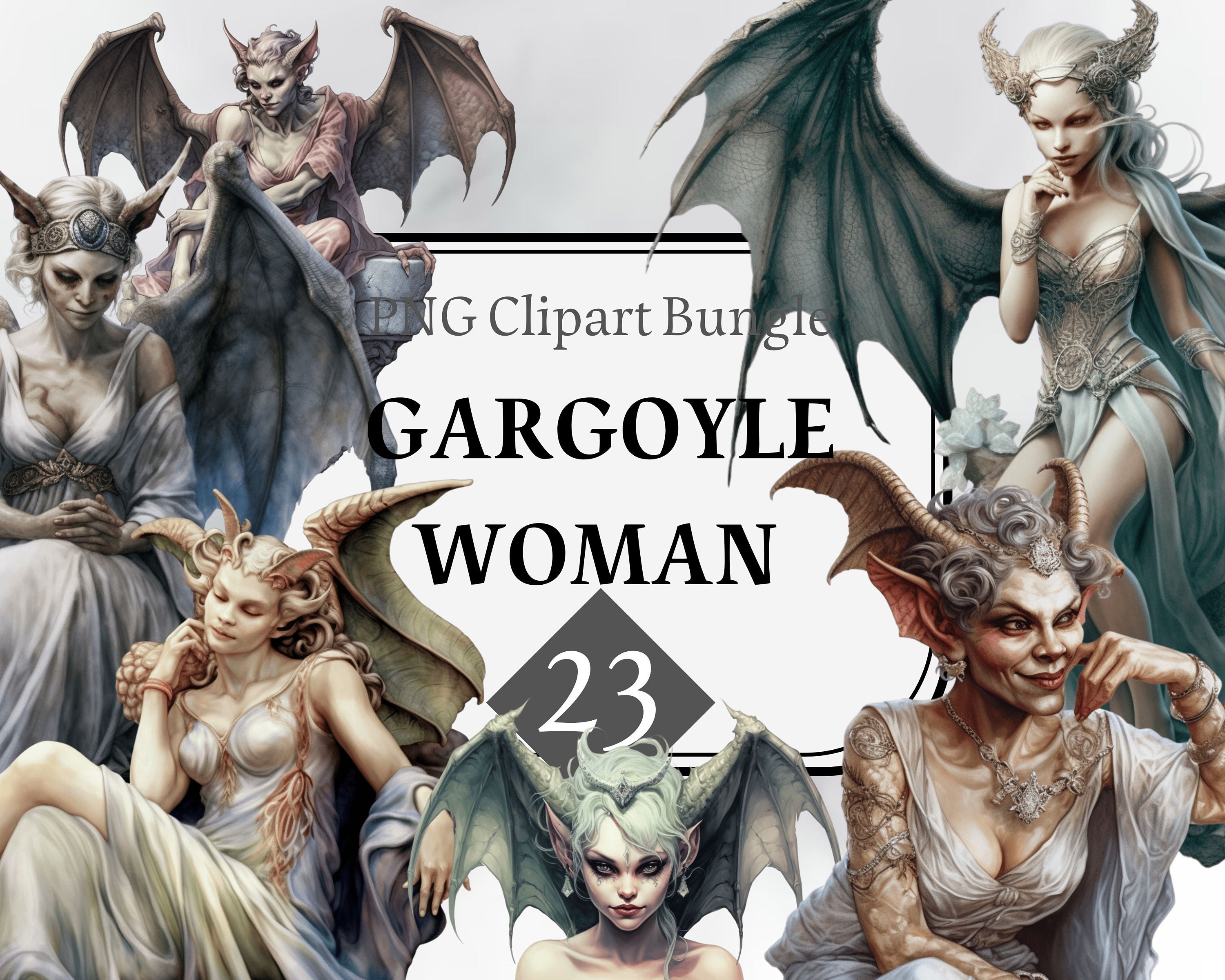 Gargoyle Clipart Gargoyle Women Fantasy Art Mystical - Etsy
