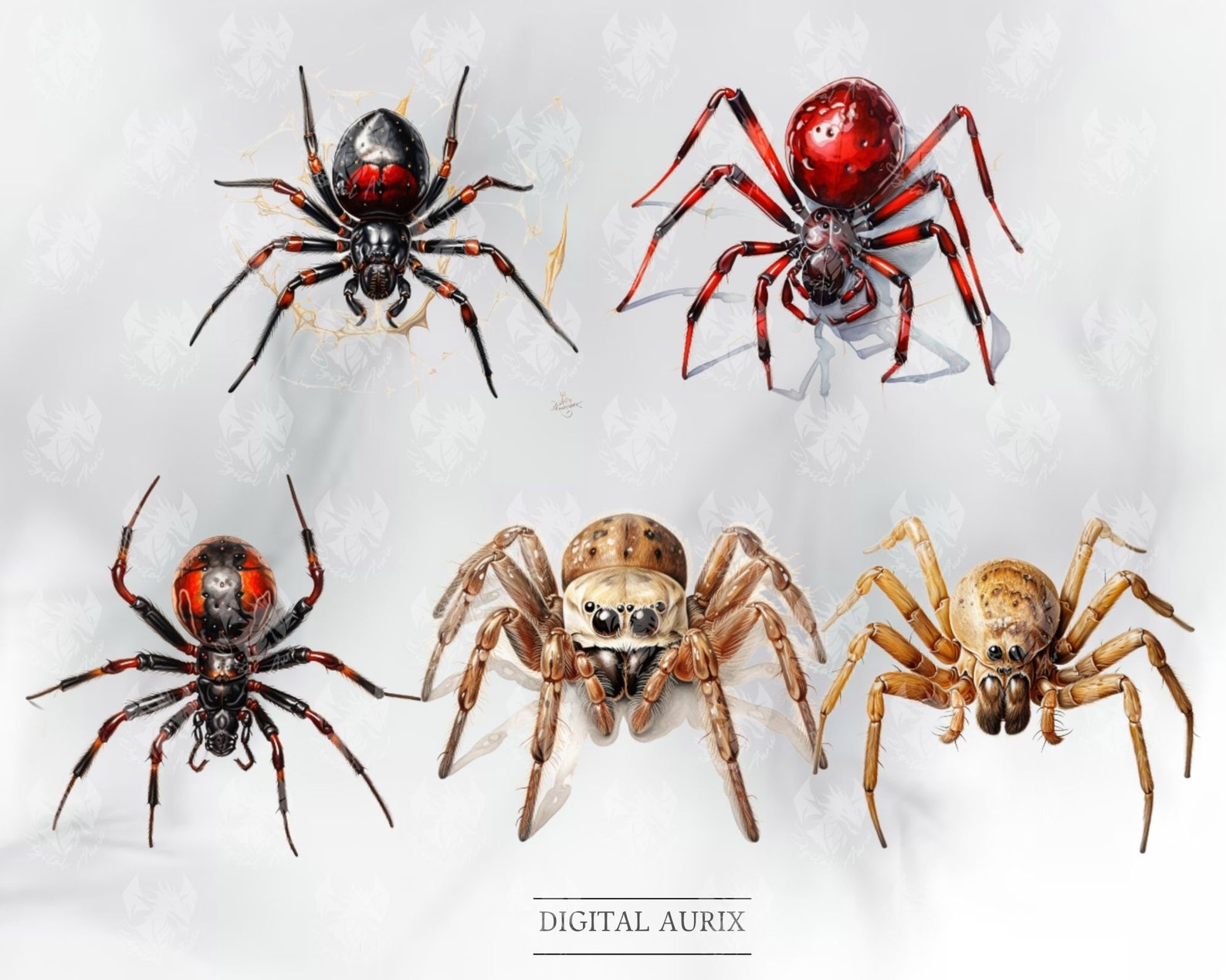 Venomus Spider Clipart Spider Illustrations Digital Arachnid - Etsy