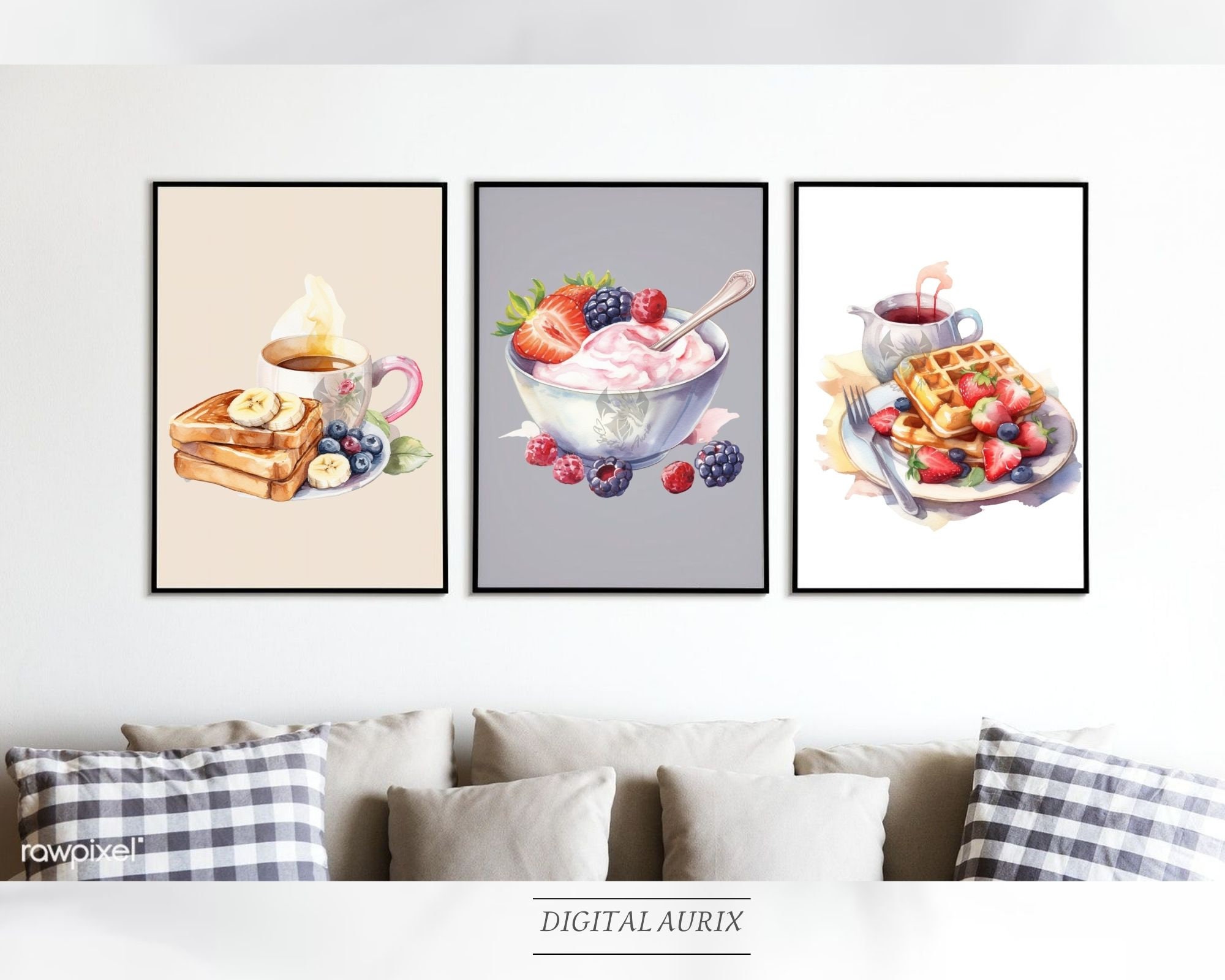 Breakfast Clipart Watercolor Food Clipart Waffles PNG - Etsy