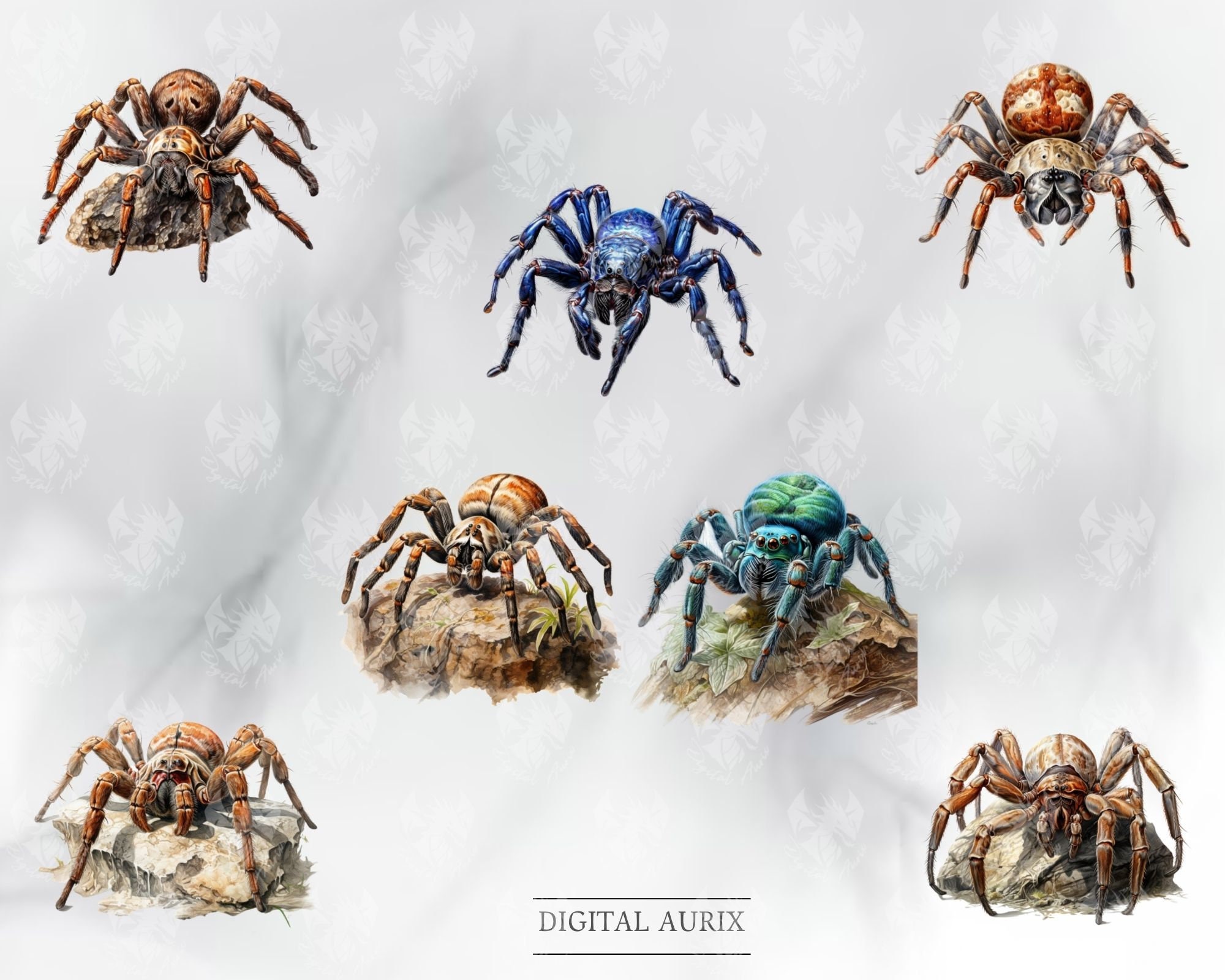 Giant Spider Clipart Spider Illustrations Digital Arachnid - Etsy