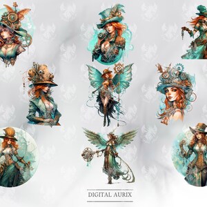 Steampunk Witches Aetherial Aqua and Copper Patina, Witch Black Style ...