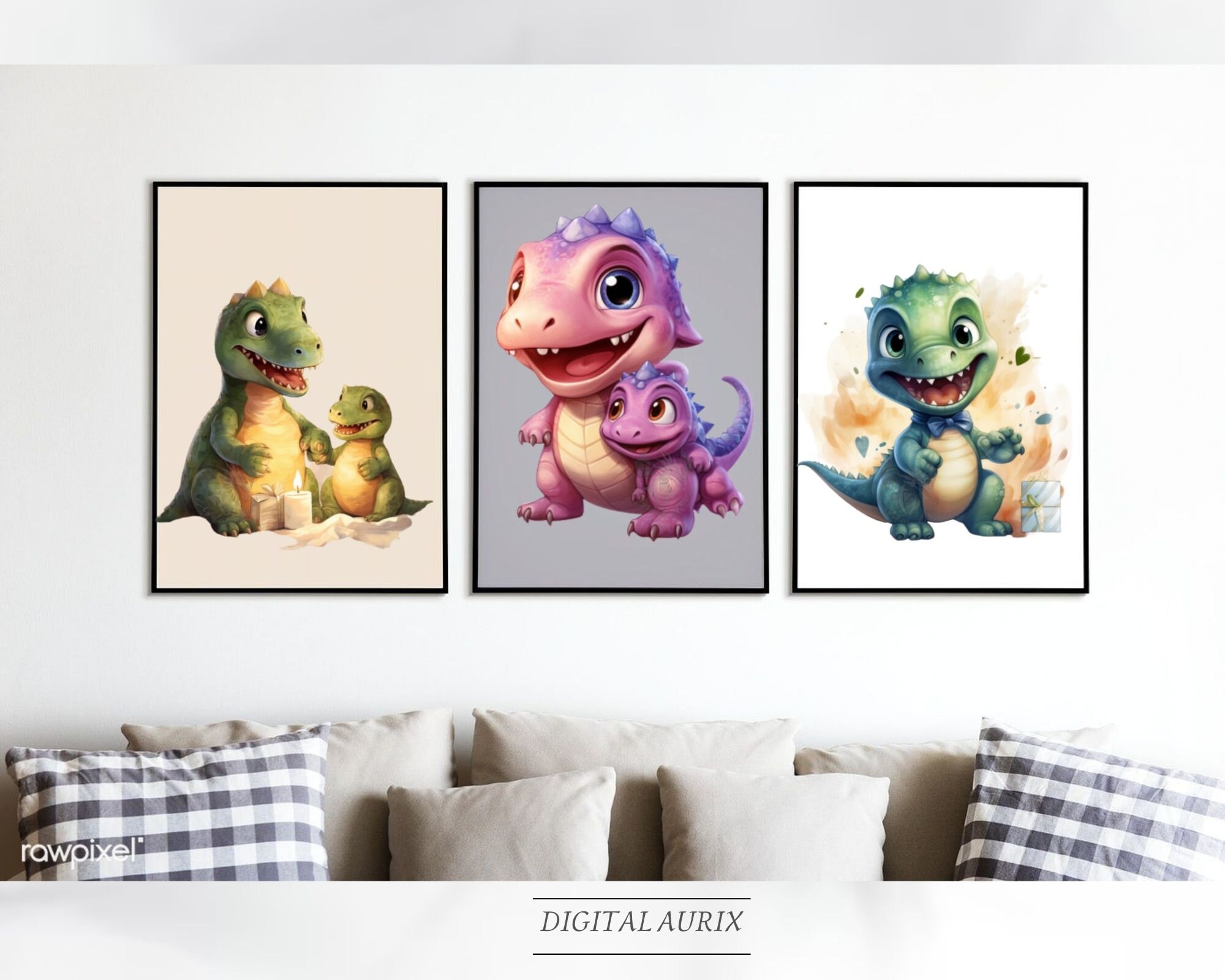 Watercolor Baby Raptor Dinosaur Clipart Baby Dinosaur - Etsy