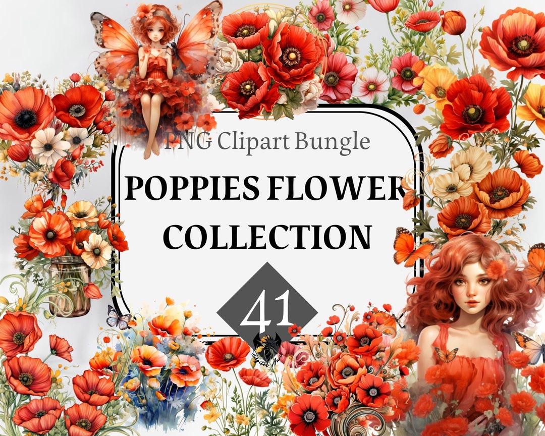 Watercolor Poppies Clipart Collecton, Floral Clipart, Digital Download, Commercial Use ...