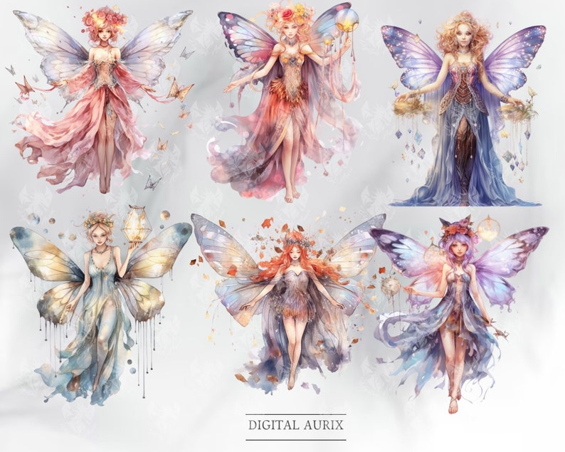Sorcerer Pixie Clipart Watercolor Fairy PNG Vintage Clipart - Etsy