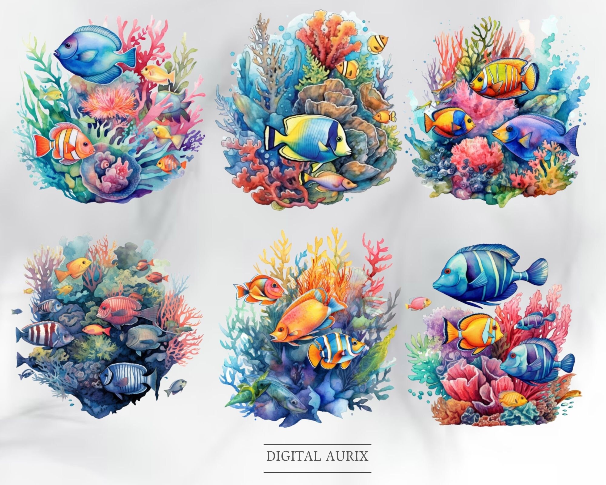 Watercolor Tropical Fish Clipart Fish Clipart Reef Clipart - Etsy