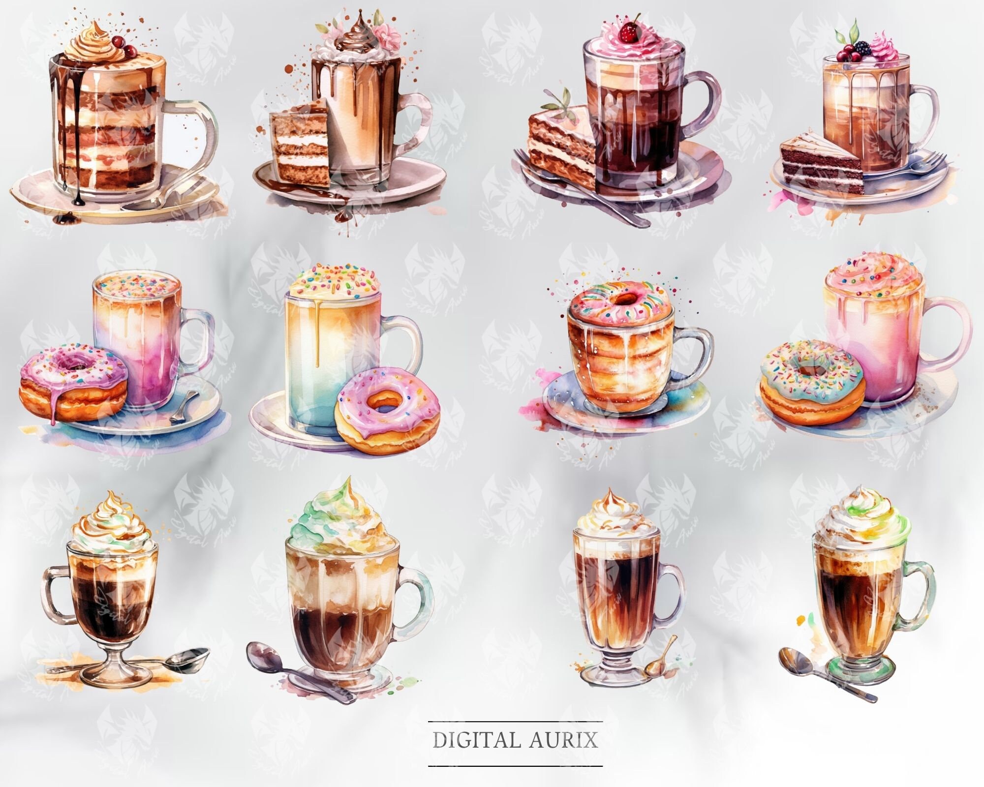 Watercolor Coffee Clipart, Coffee Beans, Cup of Coffee, PNG, Coffee ...