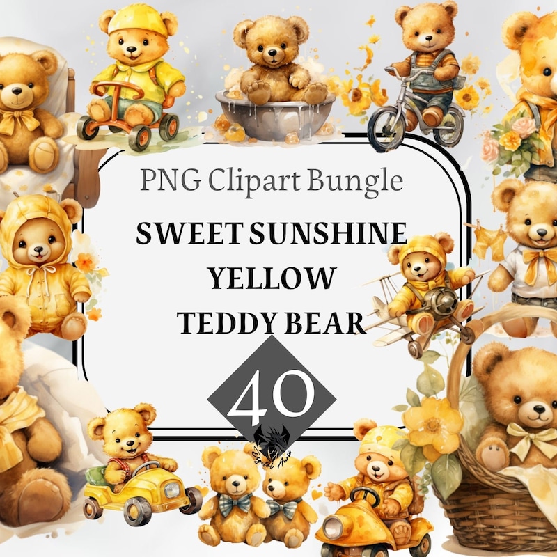 Yellow Teddy Bear - Etsy