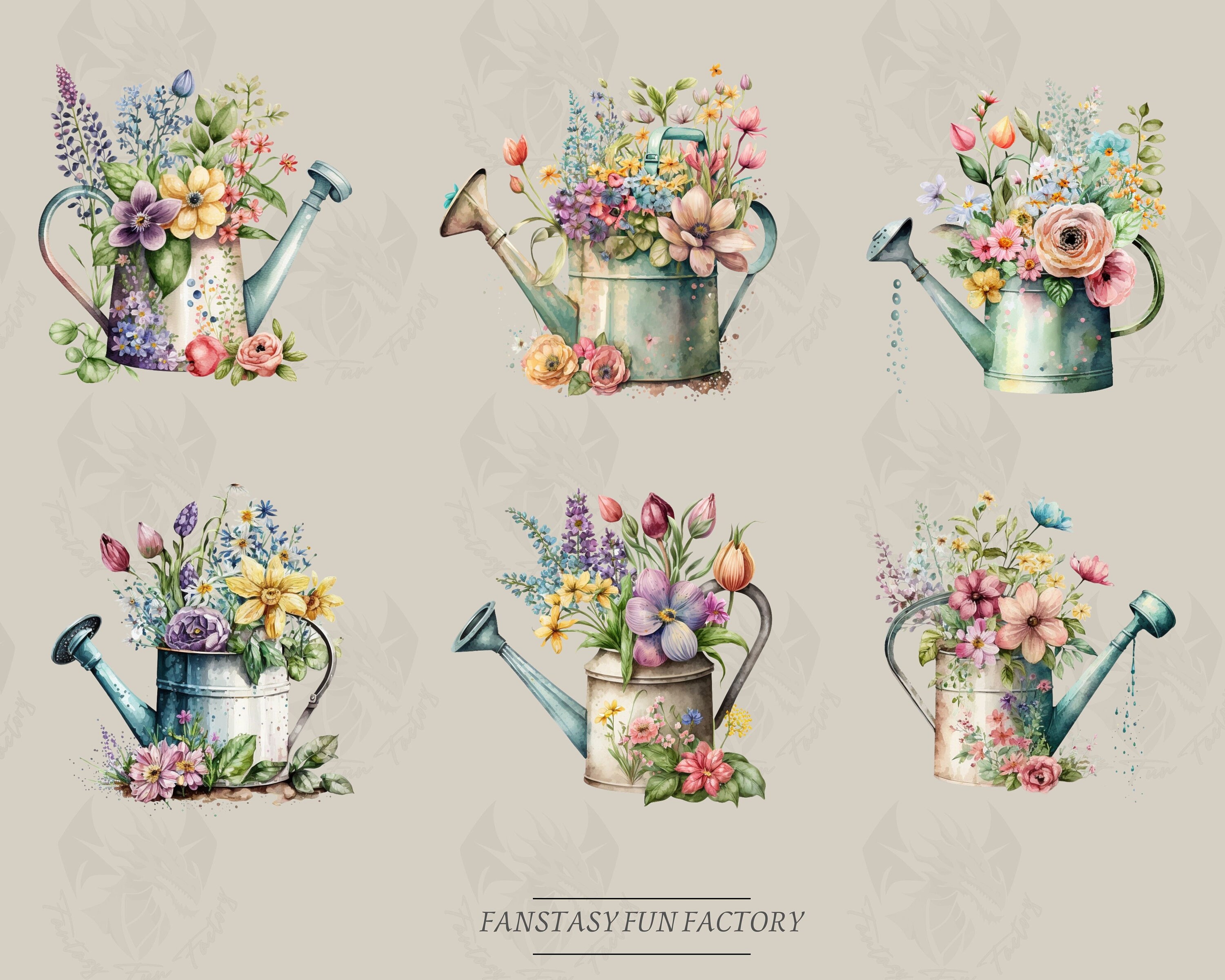 Watercolor Spring Well With Flowers Clipart, Springtime, Flowers ...