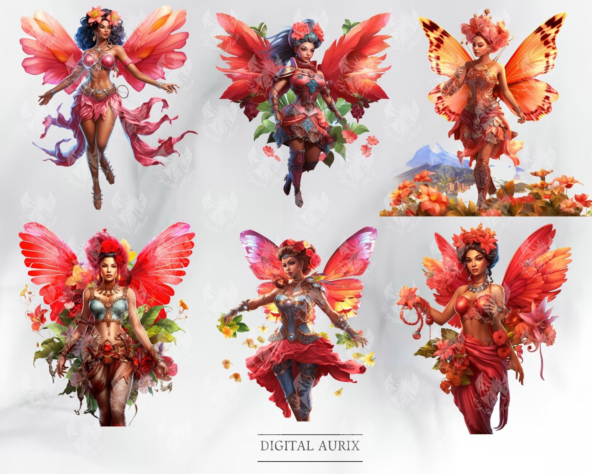 Hibiscus Pixies Clipart Watercolor Flowers Fantasy Clipart - Etsy Australia