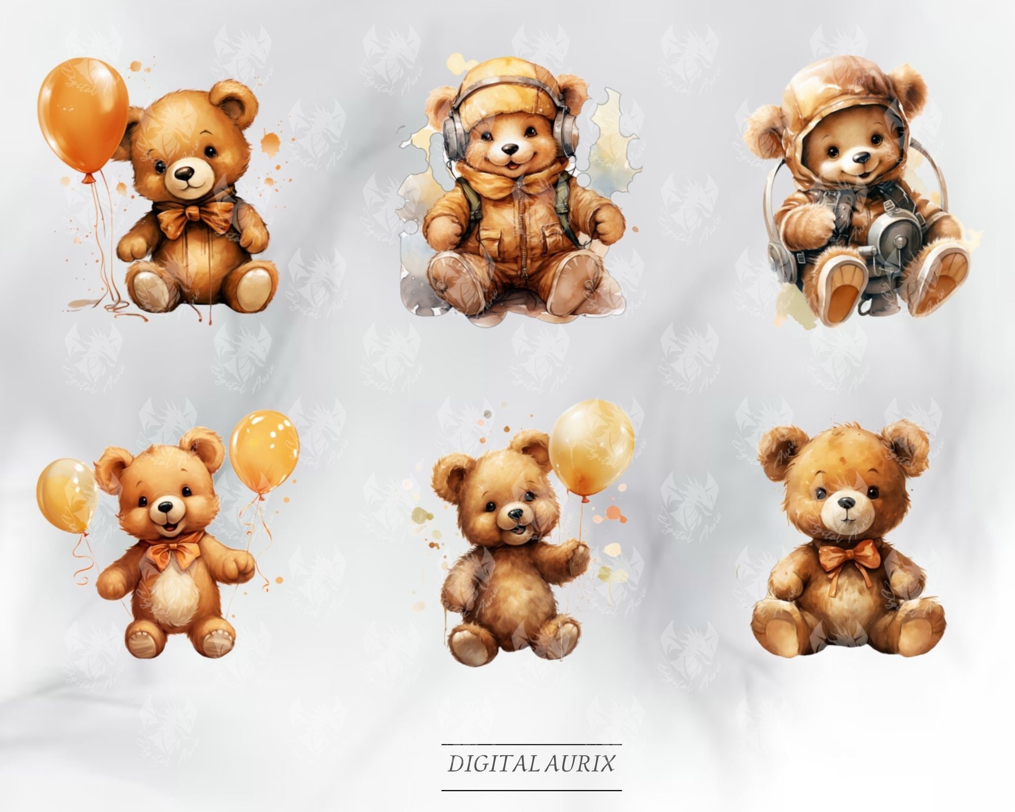 Watercolor Honey Brown Teddy Bear Clipart, Commercial Use, Yellow ...
