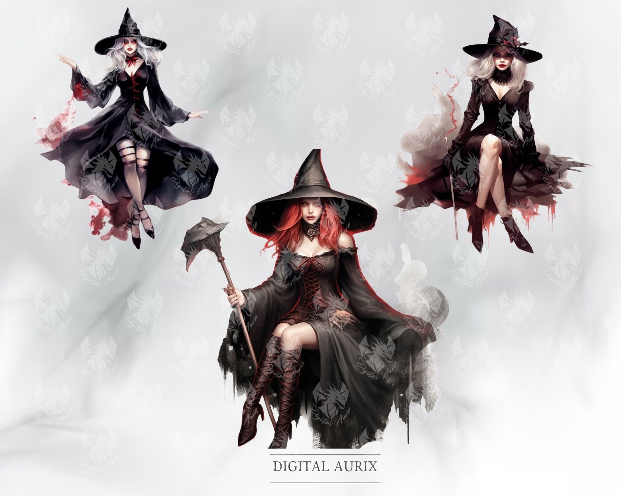Beautifull Goth Witch Clipart Witch Black Style Magical - Etsy