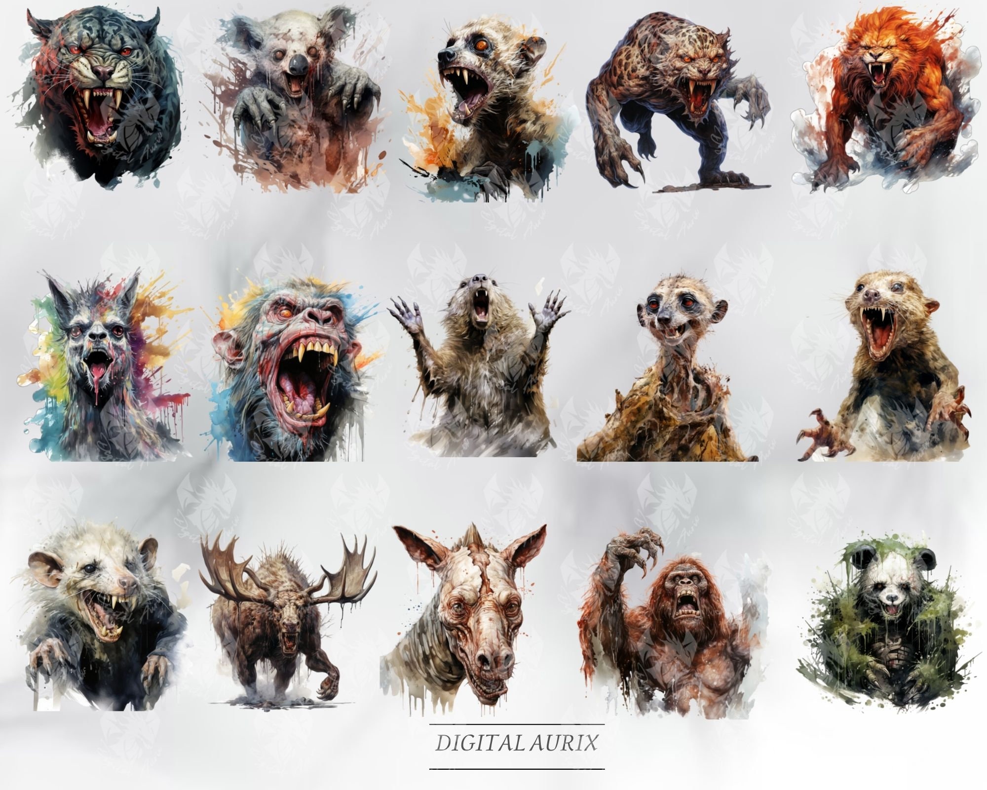 Undead Animals Clipart, Zombie Animal, Commercial Use PNG, Zombie ...