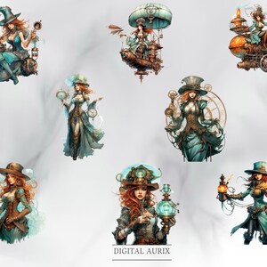 Steampunk Witches Aetherial Aqua and Copper Patina, Witch Black Style ...