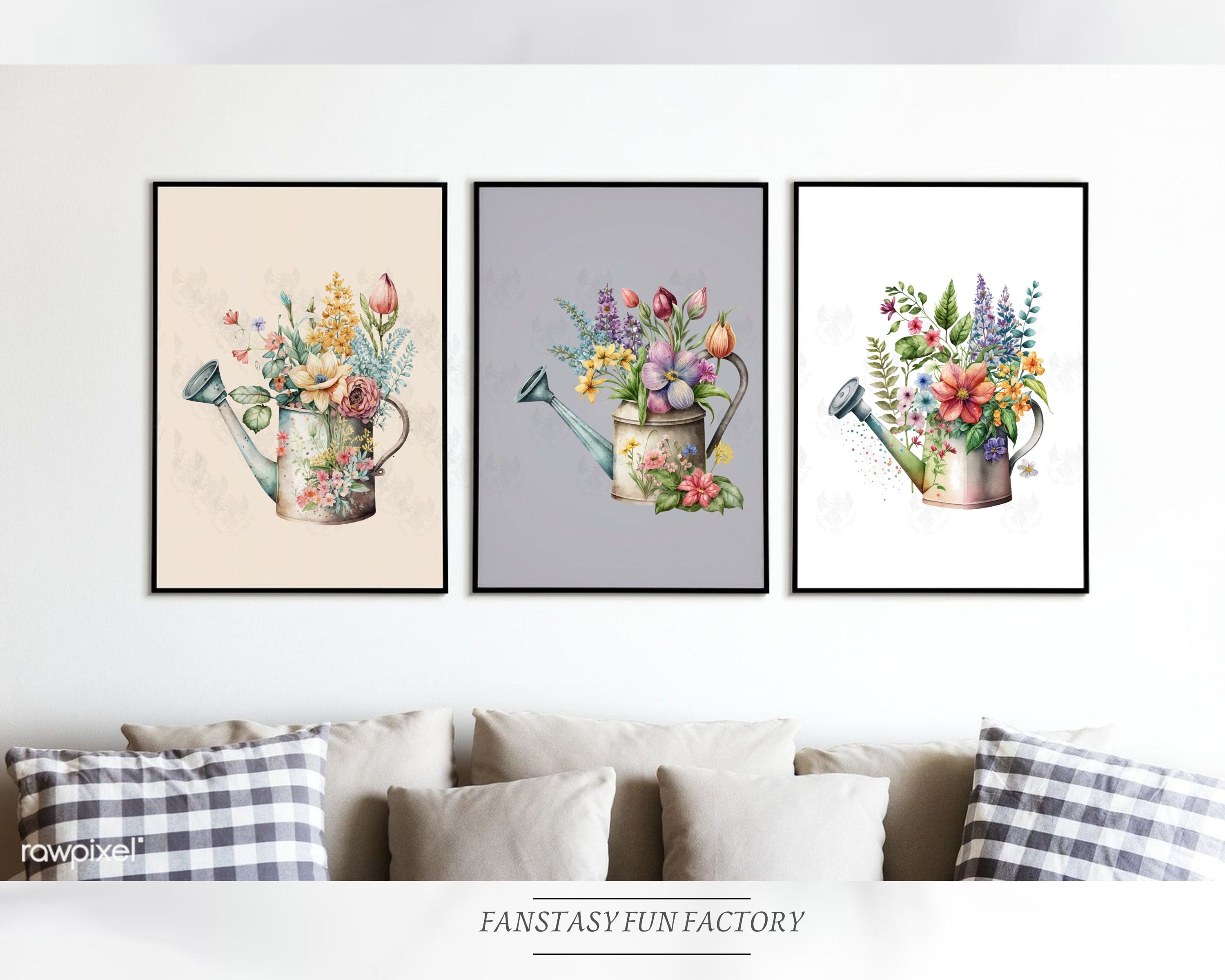 Watercolor Spring Well With Flowers Clipart Springtime - Etsy