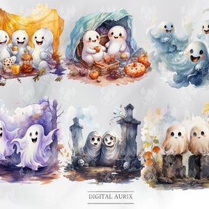 Funny & Sweet Halloween Cute Which Ghost and Pumpkins Clipart Bundle ...