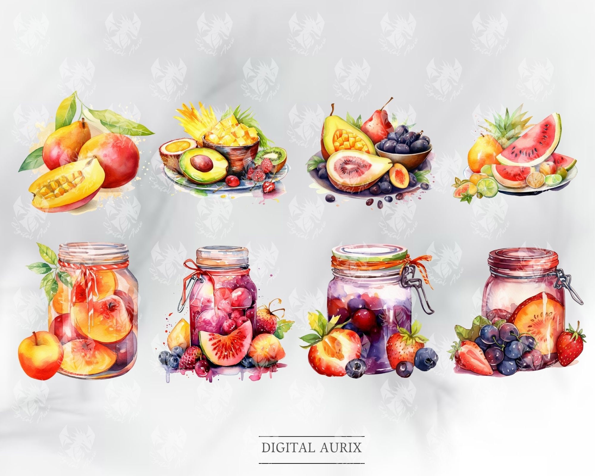Watercolor Summer Fruit Clipart-transparent Background - Etsy