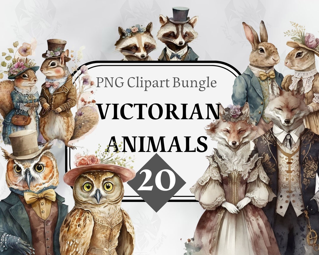 Vintage Victorian Forest Animals, Watercolor Clipart, Vintage Animal ...