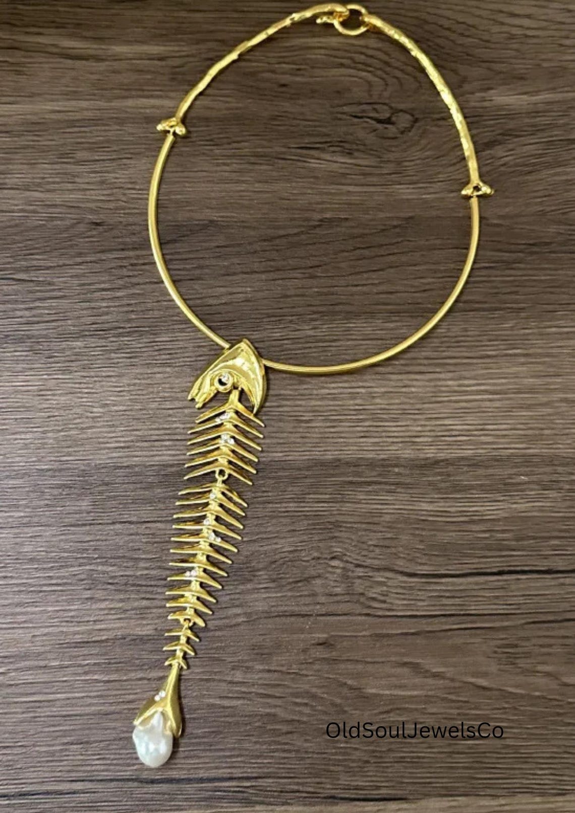 Novelty Design Alloy Big Fish Bone Pendant Choker Necklace for Women ...