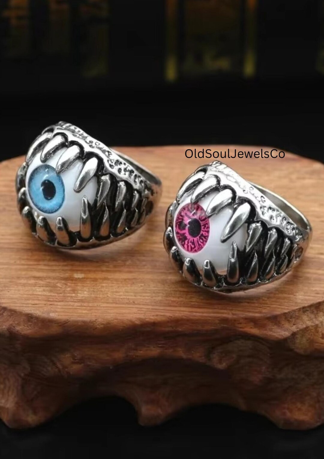Vintage Dragon Claw Evil Eye Ring • Gothic Punk Devil Eyeball Jewelry ...