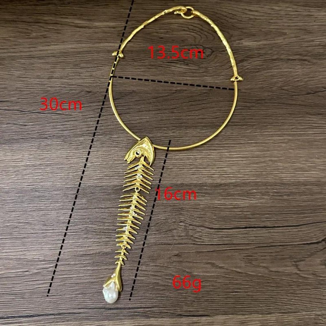 Novelty Design Alloy Big Fish Bone Pendant Choker Necklace for Women ...