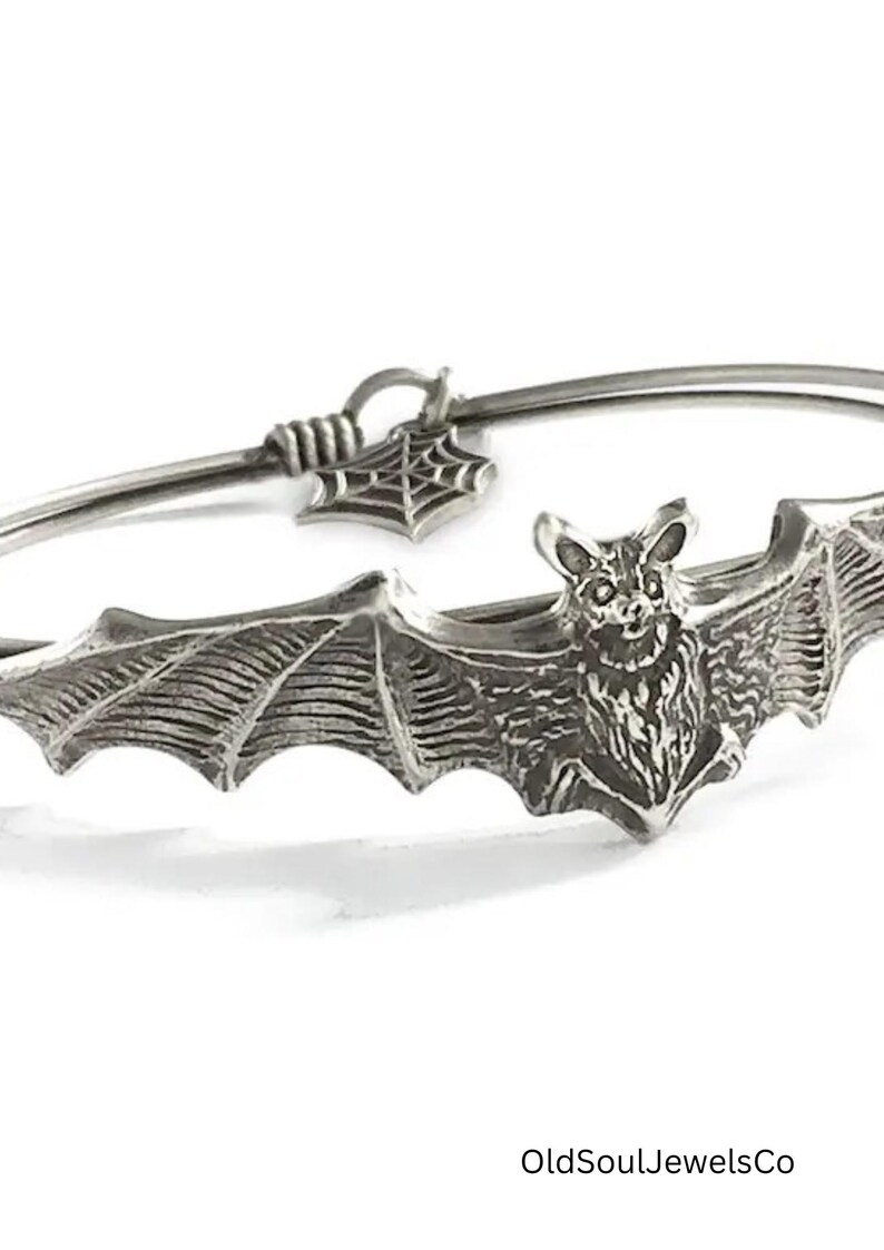 Bat Bracelet: Bronze or Silver Gothic Halloween Jewelry Goth Punk Bat ...