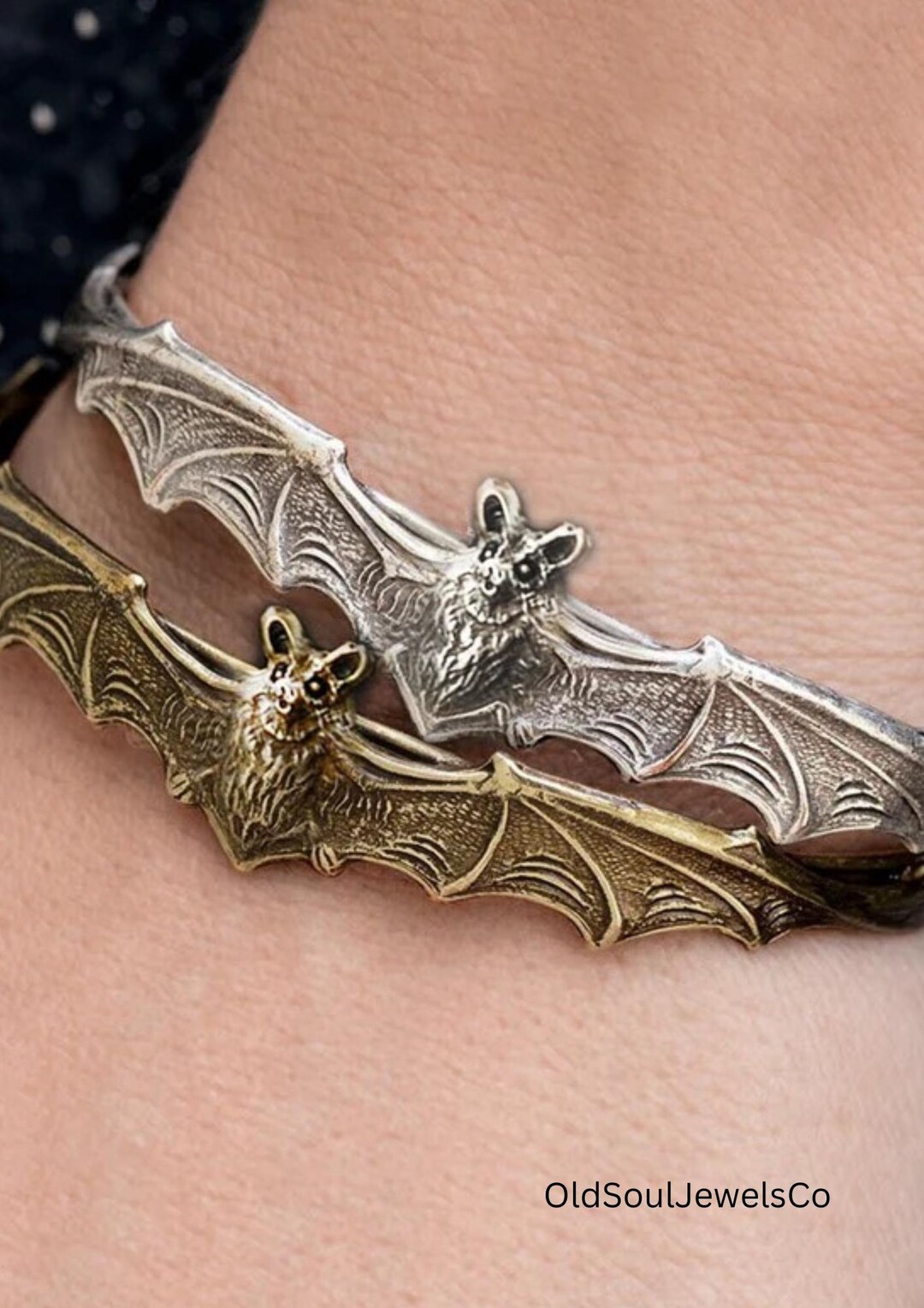 Bat Bracelet: Bronze or Silver Gothic Halloween Jewelry Goth Punk Bat ...