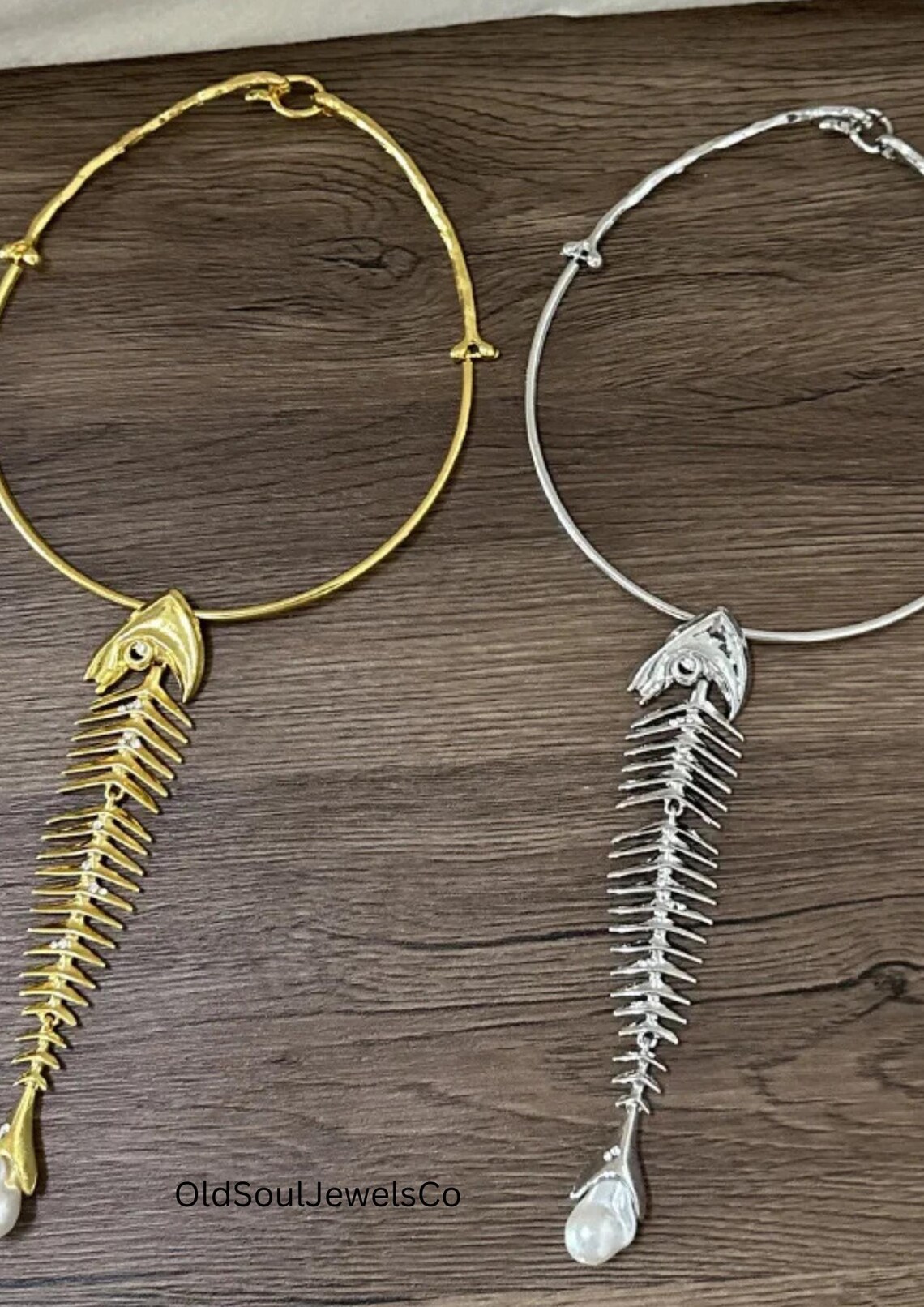 Novelty Design Alloy Big Fish Bone Pendant Choker Necklace for Women ...
