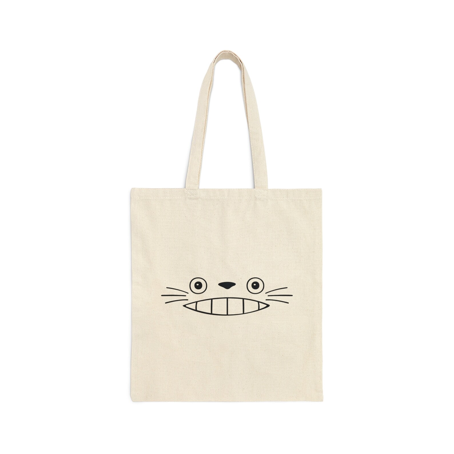 Smiling Totoro Inspired Face Cotton Canvas Tote Bag, Totoro Cotton ...
