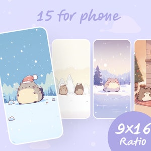 Christmas Cats Wallpaper, Cozy Holiday Wallpaper, Kawaii Christmas ...