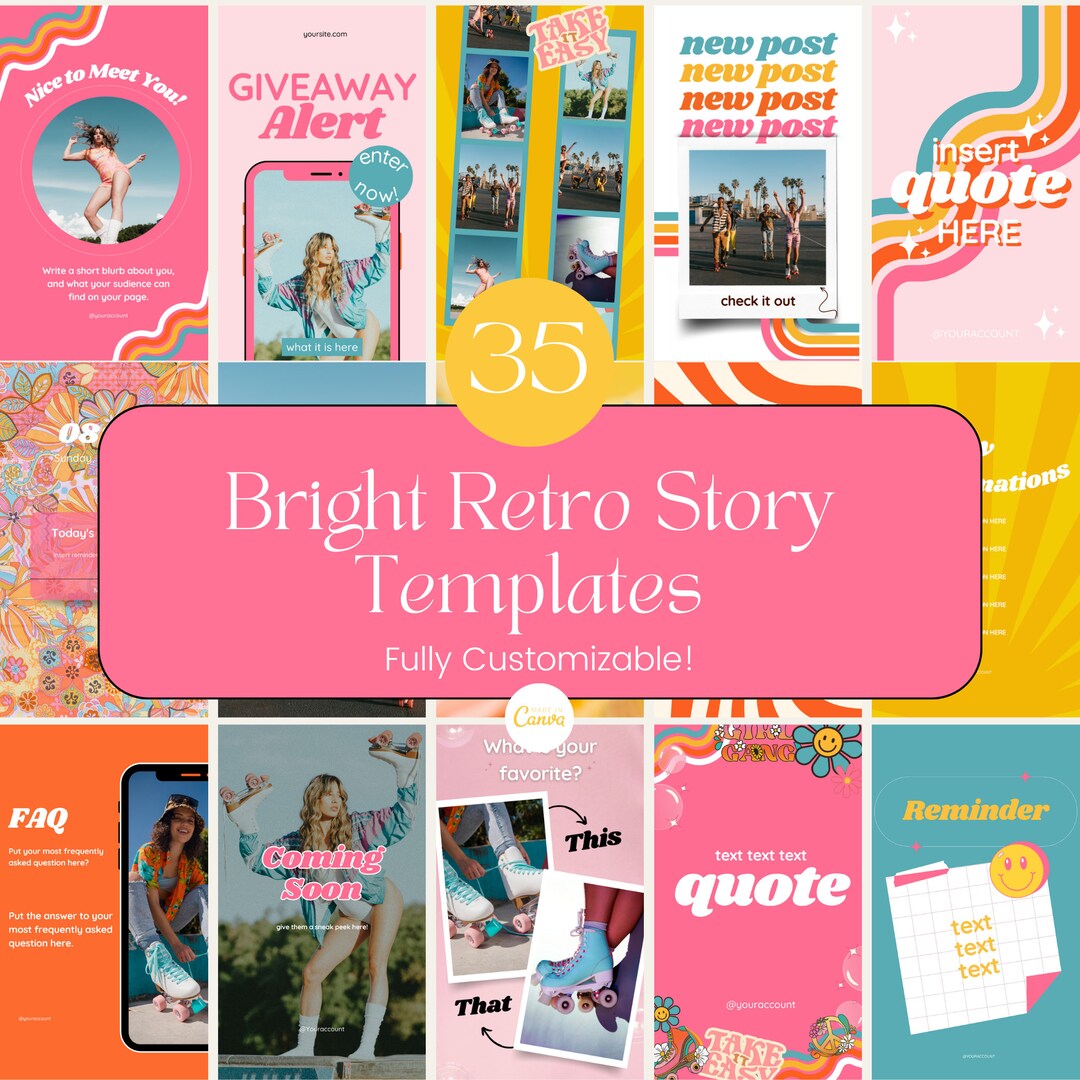35 Bright Retro Theme Instagram Story Templates, Social Media Templates ...
