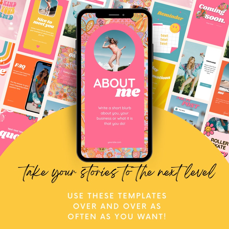 35 Bright Retro Theme Instagram Story Templates, Social Media Templates ...