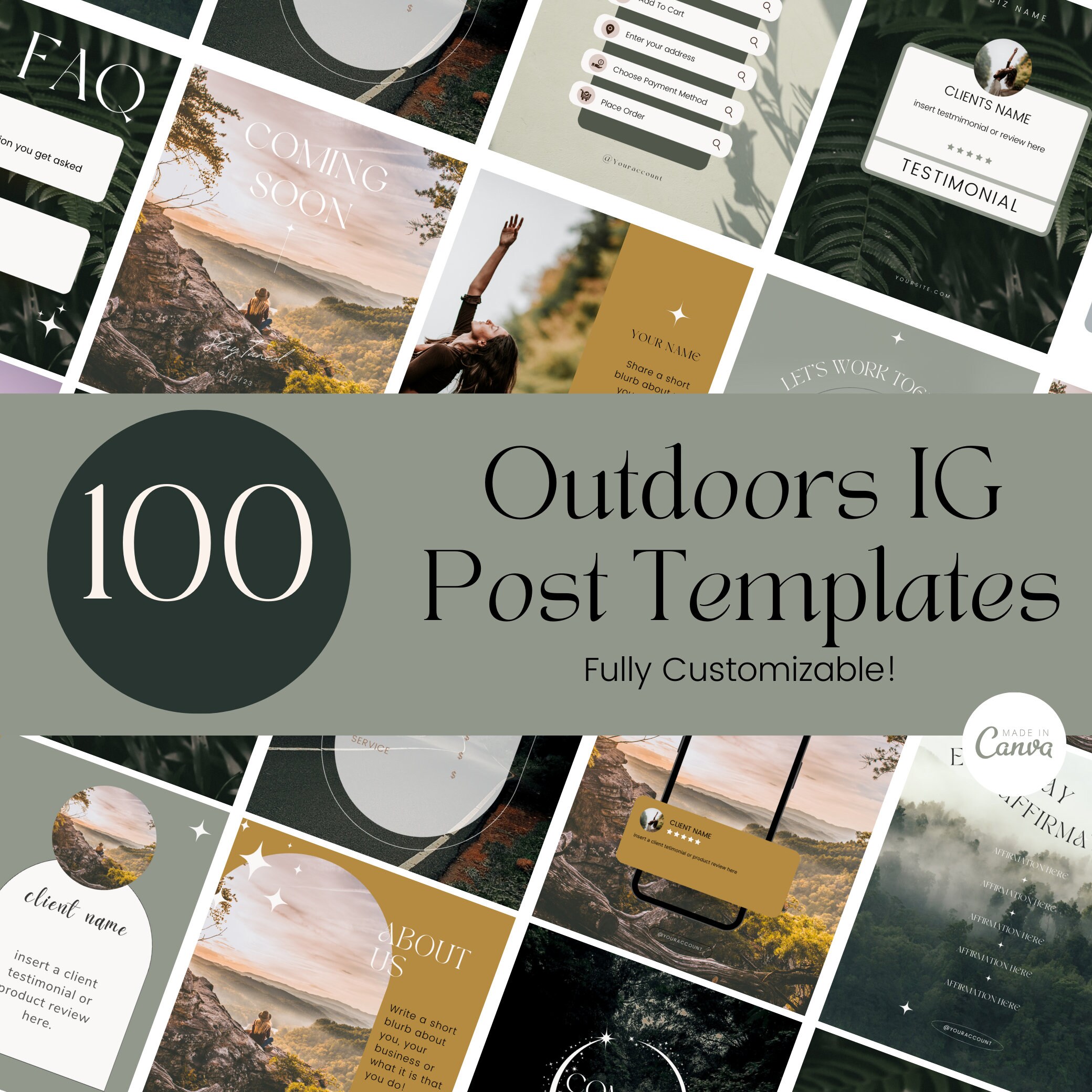 100 Outdoors/nature Instagram Post Templates, Instagram Canva Templates ...