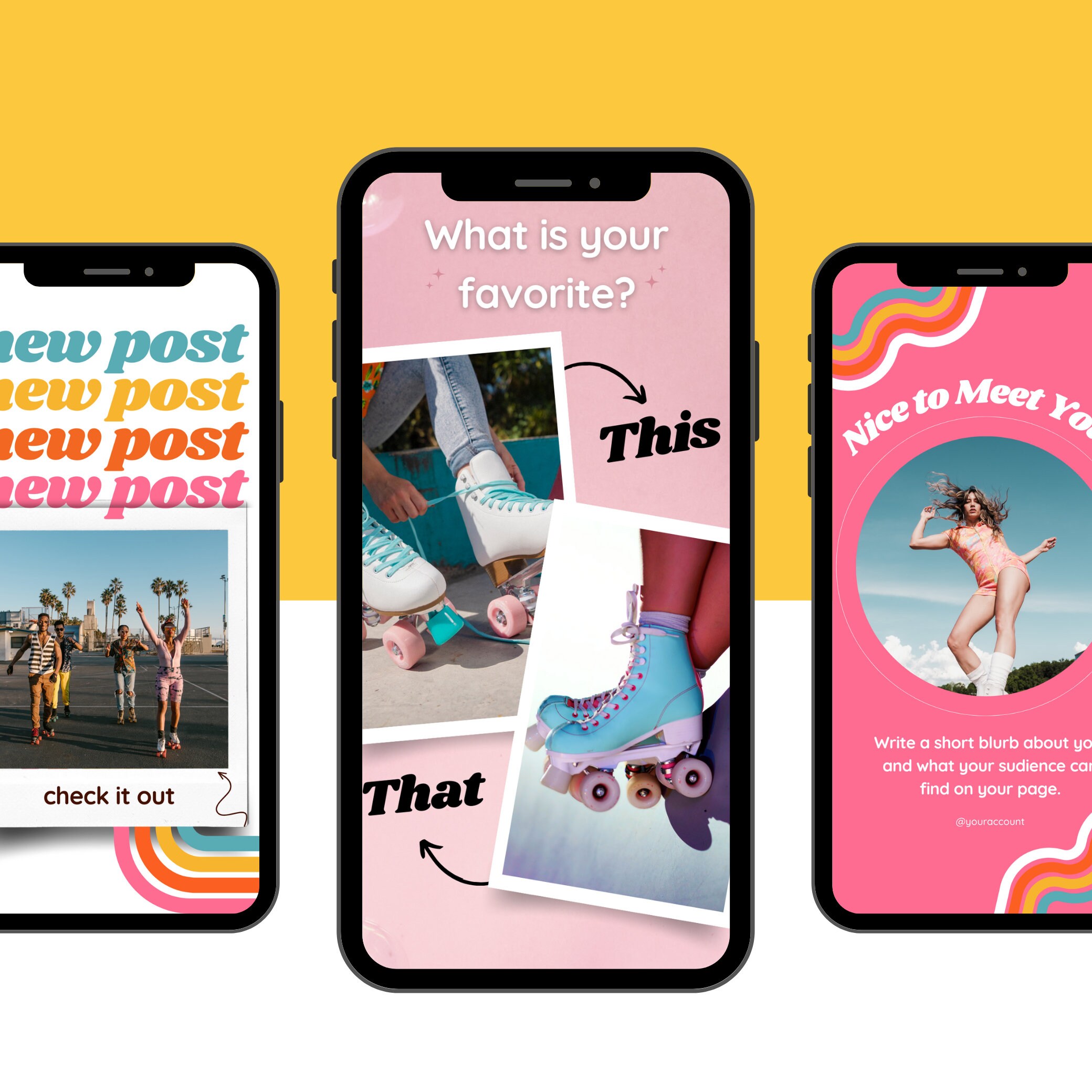 35 Bright Retro Theme Instagram Story Templates, Social Media Templates ...