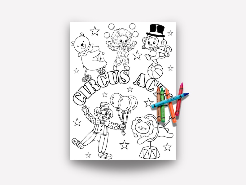 Circus | Set of 4 Coloring and Activity Pages | Printable, Instant ...