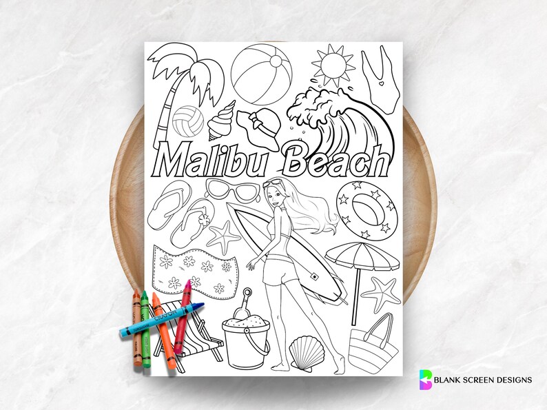 Malibu Beach Doll Theme | Girls Birthday Party | Fun Coloring Art and ...