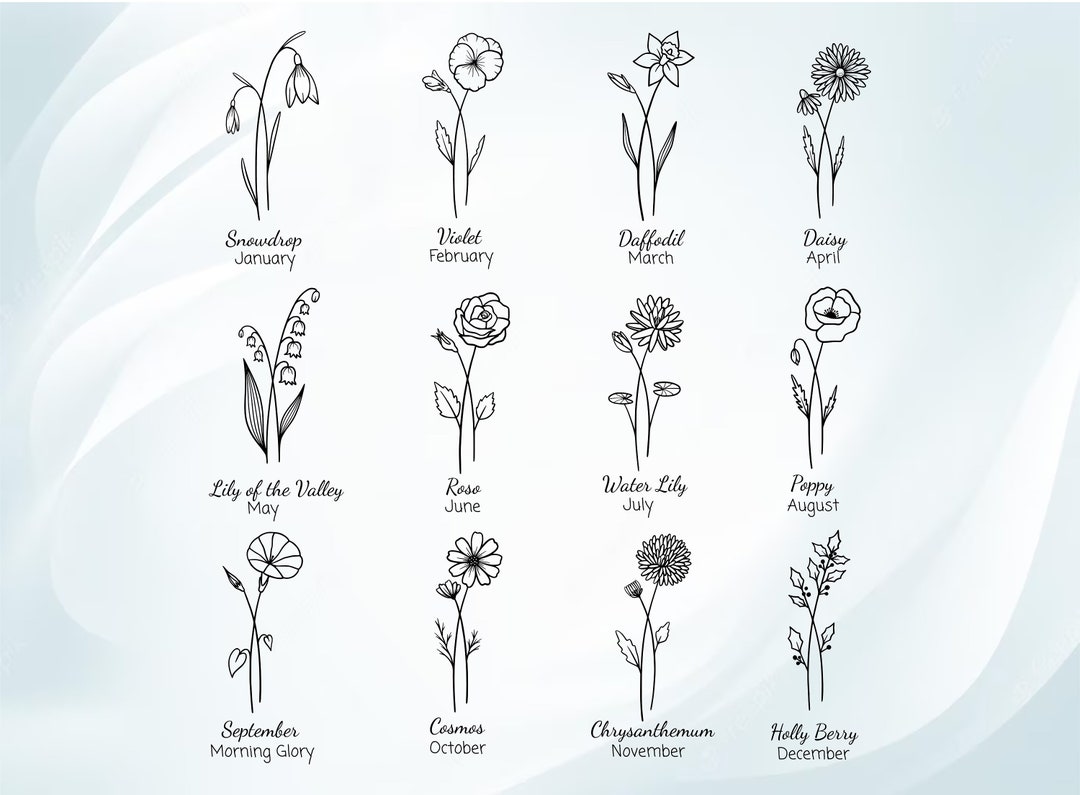 Geboortemaand Svg-bundel Bloemboeket Svg Geboorte Bloem - Etsy Nederland