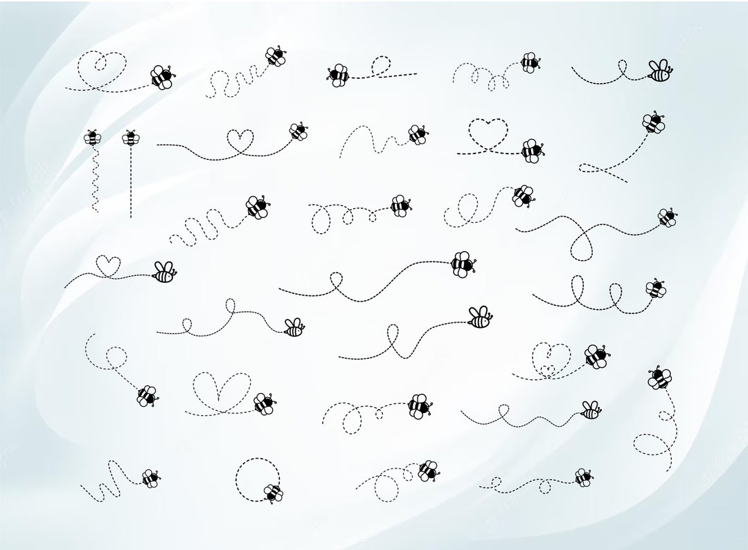 Bee Path Bundle SVG PNG Files for Cutting Machines Digital Clipart ...