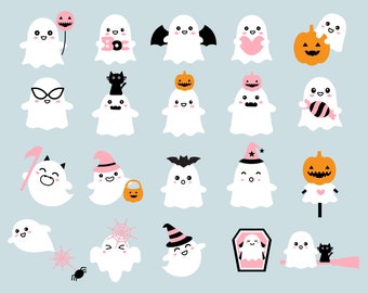 Pastel Halloween Clipart Bundle Halloween Pngs and Svgs Cute - Etsy