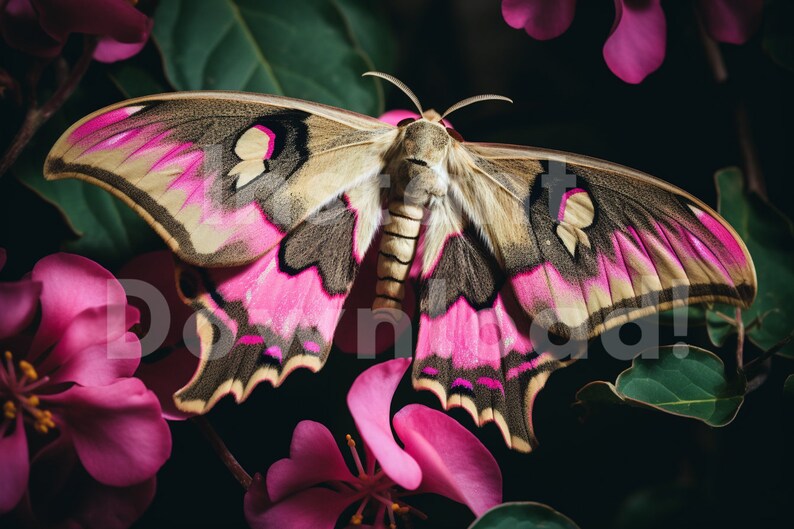 Set of 4 Printable Moth Digital Download Wall Art Hot Pink Colorful ...