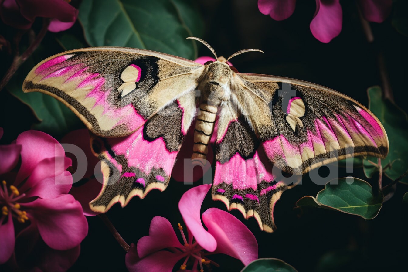 Set of 4 Printable Moth Digital Download Wall Art Hot Pink Colorful ...