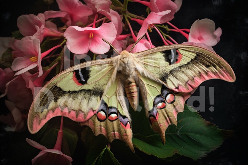 Set of 4 Printable Moth Digital Download Wall Art Hot Pink Colorful ...