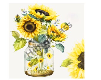 Watercolor Floral Sunflower Clipart, Fall Flowers, Fall Floral Flower ...