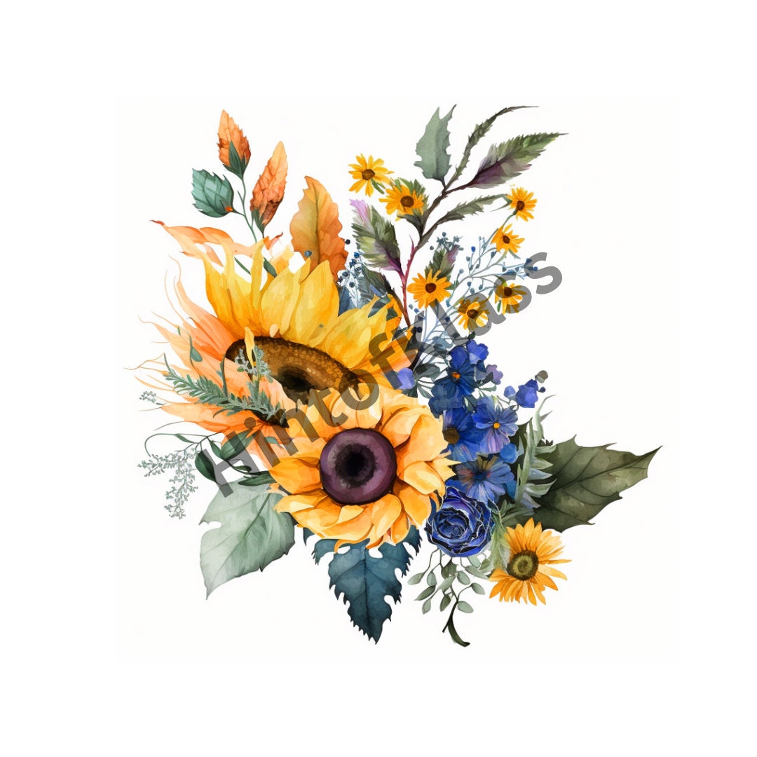 Watercolor Floral Sunflowers Clipart Fall Flowers Fall Floral,png ...