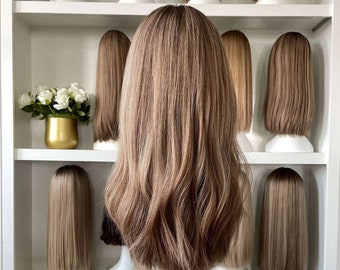 100% Ash Blonde Human Hair Kosher Wig Sheitel Lace Front - Etsy